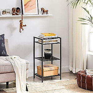 SONGMICS 3-Tier Storage Rack, Bathroom Shelf, Extendable Plant Stand with Adjustable Shelf, for Bathroom, Living Room, Balcony, Kitchen, Black UBSC33BK