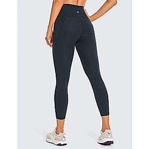 CRZ YOGA Womens Butterluxe Workout Capri Leggings with Pockets 21 Inches - High Waisted Gym Athletic Crop Yoga Leggings True Navy Large