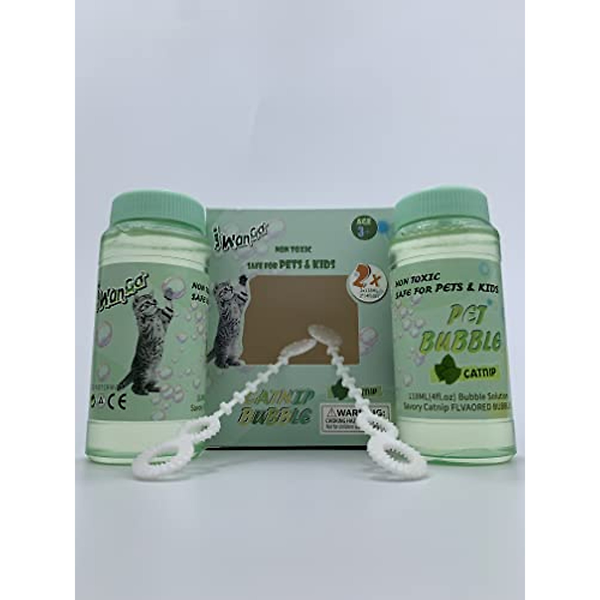 iwanga Catnip Bubbles Catnip Toys for Cats 4oz*2- Unbelievable Catnip Flavor Bubble for Cats -Non-Toxic Formula,Let The cat Chase Avoids Boredom & Keeps Pets Active.