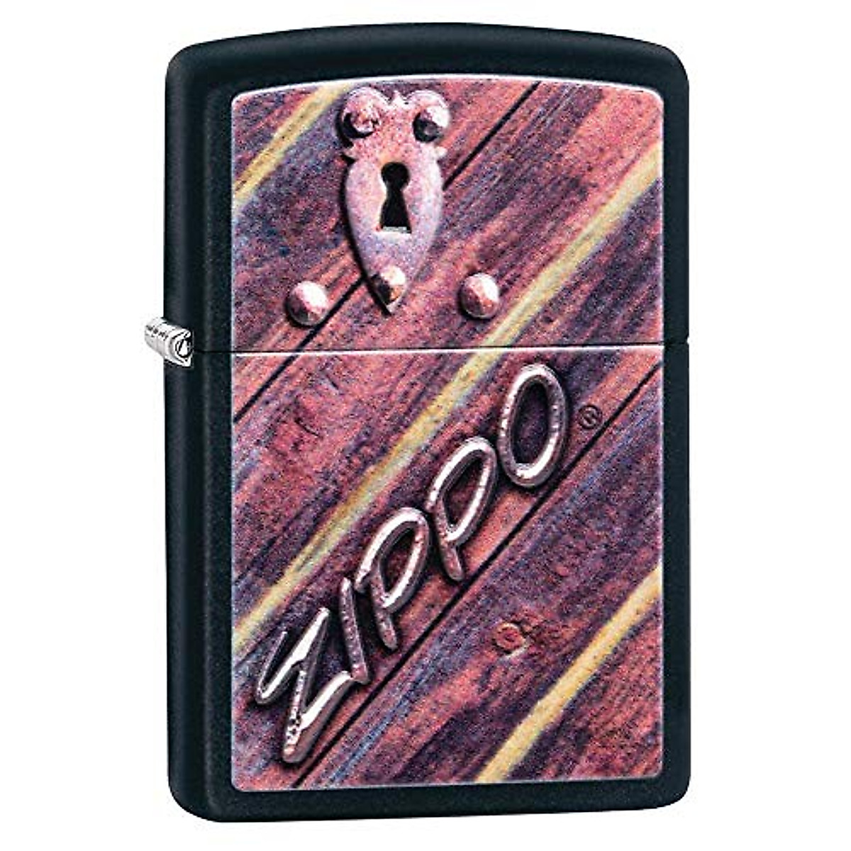 Zippo Lock Design Pocket Lighter, Black Matte Lock, One Size