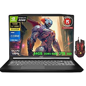 MSI Creator M16 Laptop 2023 Newest, 16" 60Hz QHD+ Content Creation Laptop, 13th Gen Intel Core i7-13620H(10-Core), GeForce RTX 4060, 64GB DDR5, 2TB SSD, 180-Degree Lay-Flat, WiFi 6, HDMI, Win 11 Home