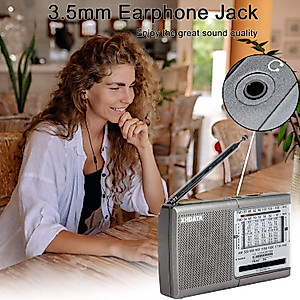 XHDATA D219 Portable AM FM Shortwave Radio Battery Operated Small Great Reception Radio with Good Sound,Earphone Jack for Elder,Home,Child [Silver]