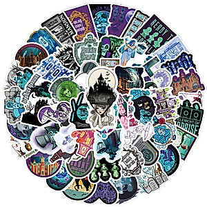 67Pcs Haunted Mansion Stickers Pack, Education Cute Cartoon Vinyl Waterproof Sticker Decals for Water Bottle, Laptop, Phone, Scrapbooking, Journaling Gifts for Kids Teens Adults for Party Supply