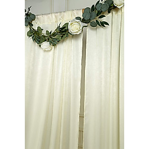 SHERWAY 9.6 Feet x 10 Feet Ivory Silky Soft Curtain Wedding Backdrop Drapes, Slightly Shiny Satiny Window Curtains for Party Ceremony Decoration