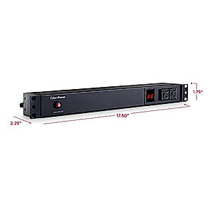 CyberPower PDU15M2F12R Metered PDU, 100-125V/15A (Derated to 12A), 14 Outlets, 1U Rackmount, 15 Foot Power Cord