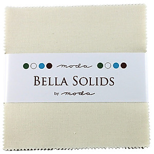 MODA Bella Solids Ivory Charm Pack Fabrics; 42-5" Quilt Squares