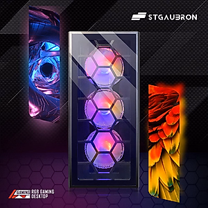 STGAubron Gaming PC Desktop, GeForce RTX 2060 6G GDDR6, Intel Core I7 3.4 GHz up to 3.9 GHz, 16G RAM, 512G SSD, WiFi, BT 5.0, RGB Fan x6, RGB Mouse Pad, RGB BT Sound Bar, Windows 10 Home