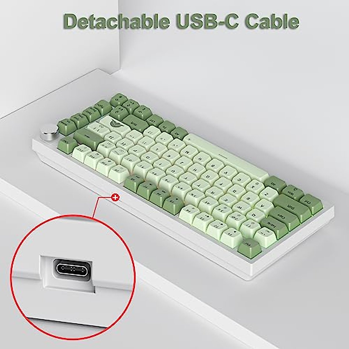 Fogruaden Wired 75% Mechanical Gaming Keyboard 75 Percent Matcha Keyboard Hot Swappable Gasket Mount, Red Switch, RGB Backlit 82 Keys TKL Mechanical Keyboard, NKRO Compact Keyboard with Knob
