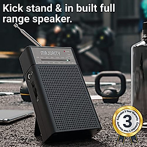 Rechargeable FM/AM Pocket Radio | Mini Portable Radio with 10 Hours of Playback, USB Charging and Headphone Jack | Majority Belford Go FM and AM Radio | Clear Sound Quality and Excellent Reception