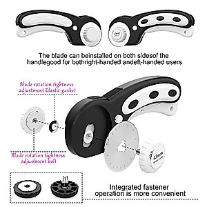 Rotary Cutter,Rotary Cutter for Fabric 45mm with Safety Lock Suitable for Cutting Fabric,Paper,Vinyl,Felt,Leather,Etc,Including Special Storage Box,6 Replacement Blades,Precision Knife,Tape Measure