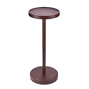 EVERBBKING Solid Acacia Wood Pedestal Side Table, Drink Table, Small End Table Pedestal End Table, Small Pedestal Table Small Round Table Martini Table