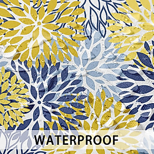 Britown Floral Navy Blue Outdoor Waterproof Throw Pillow Covers 18 x 18 Inch Set of 2, Geometric Elegant Pillowcase Square Cushion Case, Farmhouse Garden Decorative Pillows for Couch Beach Patio