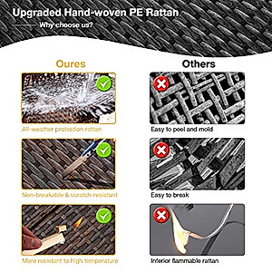 Vicluke Patio Chaise Lounge Chair, Outdoor Rattan Wicker Reclining Chaise with Adjustable Backrest and Removable Cushion, Pool Lounge Chair Sun Lounger for Poolside, Balcony, Garden (1 Piece, Khaki)