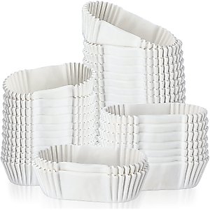 2000 Pieces Oval Cake Paper Tray Baking Cup White Cupcake Papers Mini Loaf Pan Liners Muffin Cups Paper Liners High Temperature Cake Cup Grease Proof Cupcake Liners for Cupcake Muffin Bread