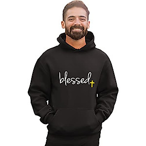 Go All Out Small Black Mens Blessed Cross Jesus Christian Gift Sweatshirt Hoodie