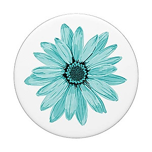 Floral Cell Phone Holder Pop Up Phone Grip White Teal Flower PopSockets Swappable PopGrip