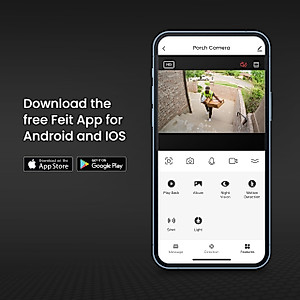 Feit Electric CAM/WM/WiFi/BAT 1080p HD Outdoor Battery Powered WiFi Smart Home Security Camera with Night Vision, 2-Way Audio, White