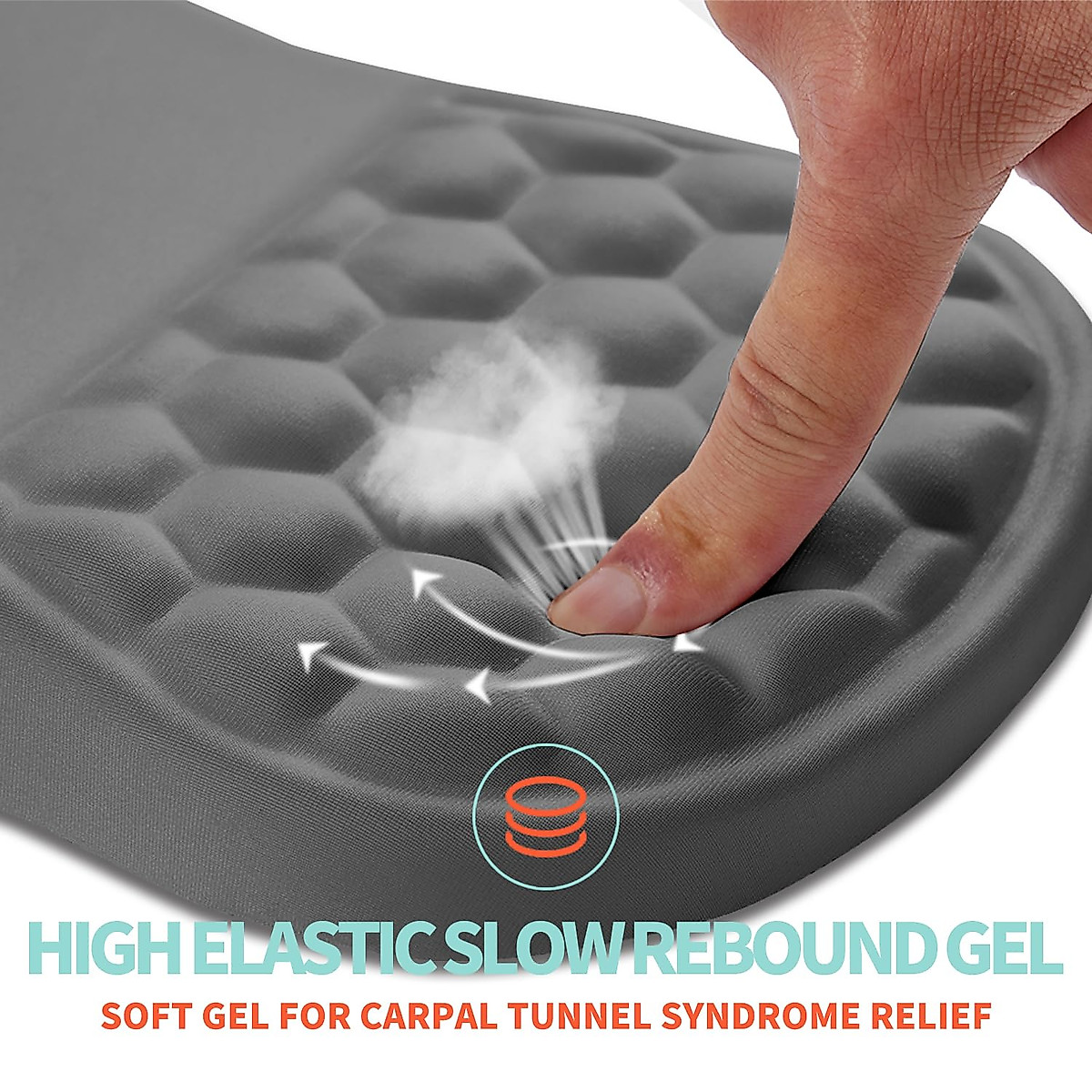 KUOSGM Ergonomic Mouse Pad Wrist Support with Memory Foam Massage Bulge, Carpal Tunnel Pain Relief Mousepad Wrist Rest for Mouse(12x8 inch, Grey)