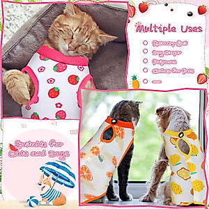 3 Pieces Cat Recovery Suit Kitten Recovery Suit E-Collar Alternative for Cats and Dogs Abdominal Skin Anti Licking Pajama Suit (Fruit Pattern, Medium)