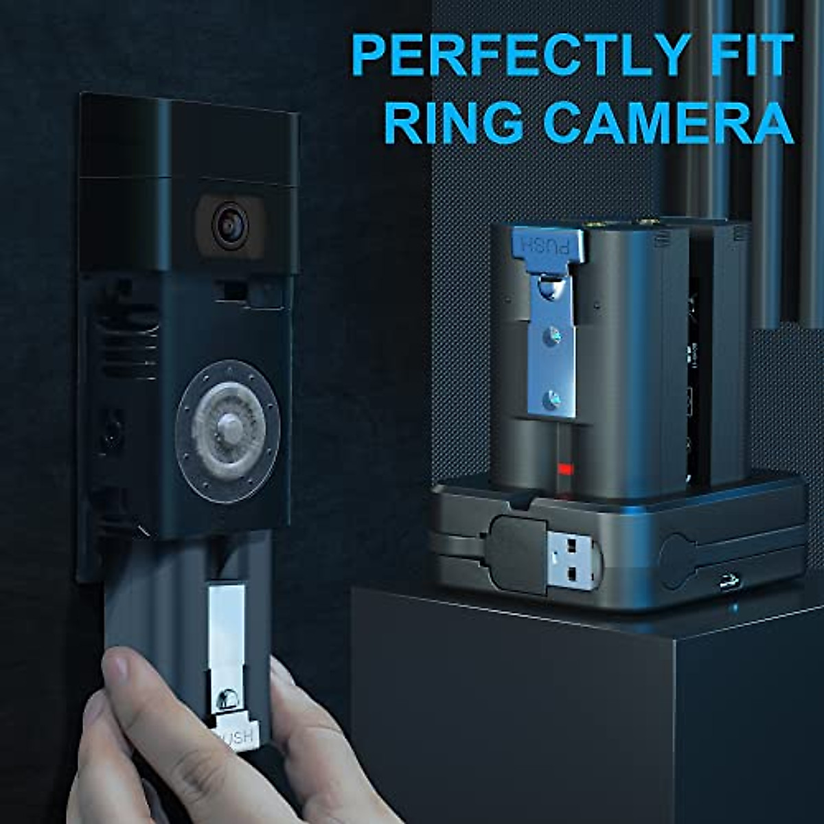 2 Packs 6040mAh Rechargeable Battery and Dual USB Charging Station Compatible with Ring, for Video Doorbell 2/3/4 and Spotlight Cam Battery 3.65V Lithium-Ion Batteries (Not for Stick Up Cam)