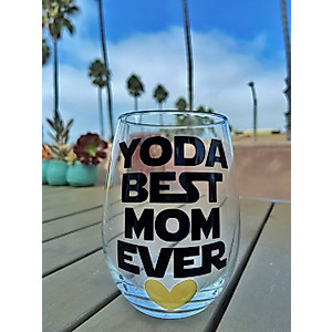 Yoda Best Mom Ever - Premium 21oz Stemless Wine Glass