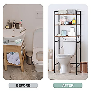 ZenStyle Over The Toilet Storage, 3-Tier Bathroom Space Saver Storage Organizer, Multifunctional Toilet Stand Rack, Easy to Assembly, Rustic Brown