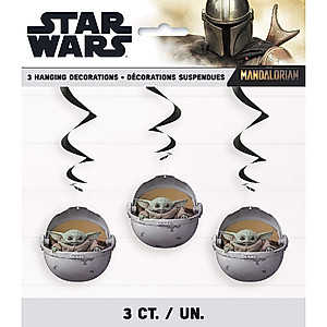 Unique Multicolor Mandalorian The Child Hanging Swirl Decorations (26") 3 Count - Perfect for Star Wars Fans & Themed Parties