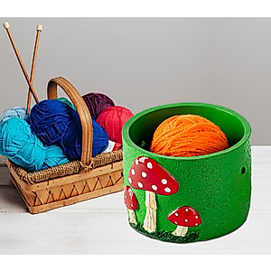 Mushroom Yarn Bowl for Crocheting Green Crochet Bowls for Yarn Red Docor Crochet Bowl Knitting Bowl