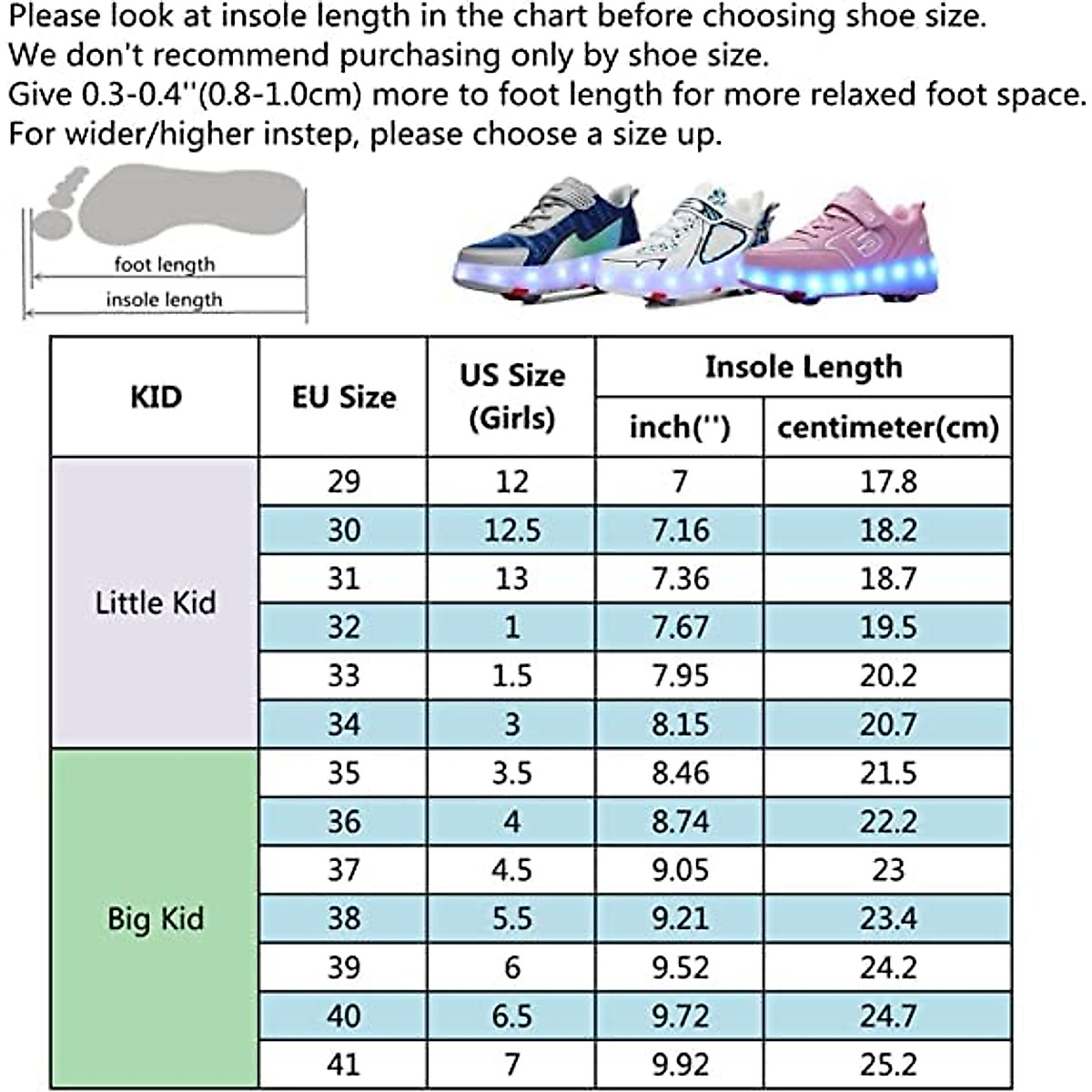 RESLIDE Roller Shoes with LED Light Two Wheels for Boys Girls Rechargeable Sport Sneaker （Pink 4.5 Big Kid）