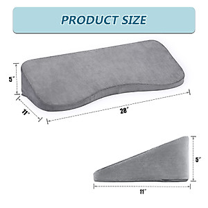 tanyoo Long Wedge Pillow for After Surgery Curved Shaped Turning Wedge Pillow for Side Sleeping Bedridden Patient Products to Prevent Bed Sore and Improve Healing Process No-Slip Bottom