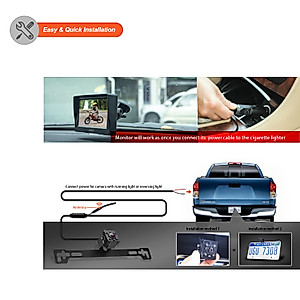 Digital Wireless Backup System, Waterproof and Night Vision Wireless License Plate Rear View Camera + 4.3’’ Wireless Display for RV, Cars, Truck, Vans