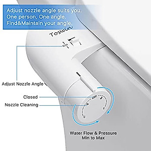 Toswin Bidet Attachment For Toilet - Self Cleaning & Replaceable Nozzle (2 Pack) Bedette To Add For Toilet, Adjustable Water Pressure And Angle Baday or Buday Toilet Seat Attachment