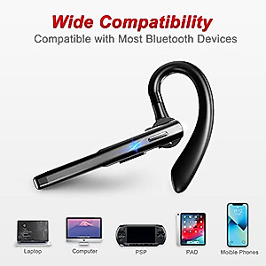 EUQQ Bluetooth Headset for Mobile Phones Bluetooth Earpiece Wireless with Charging Case 10 Hrs HD Talktime Built-in Dual Mic Noise Cancelling Wireless Headset Earphone for Office Business