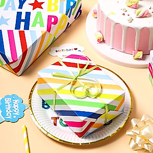 LeZakaa Reversible Birthday Wrapping Paper Jumbo Roll - Happy Birthday Lettering & Stripe - 24 inches x 100 Feet (200 sq.ft.)