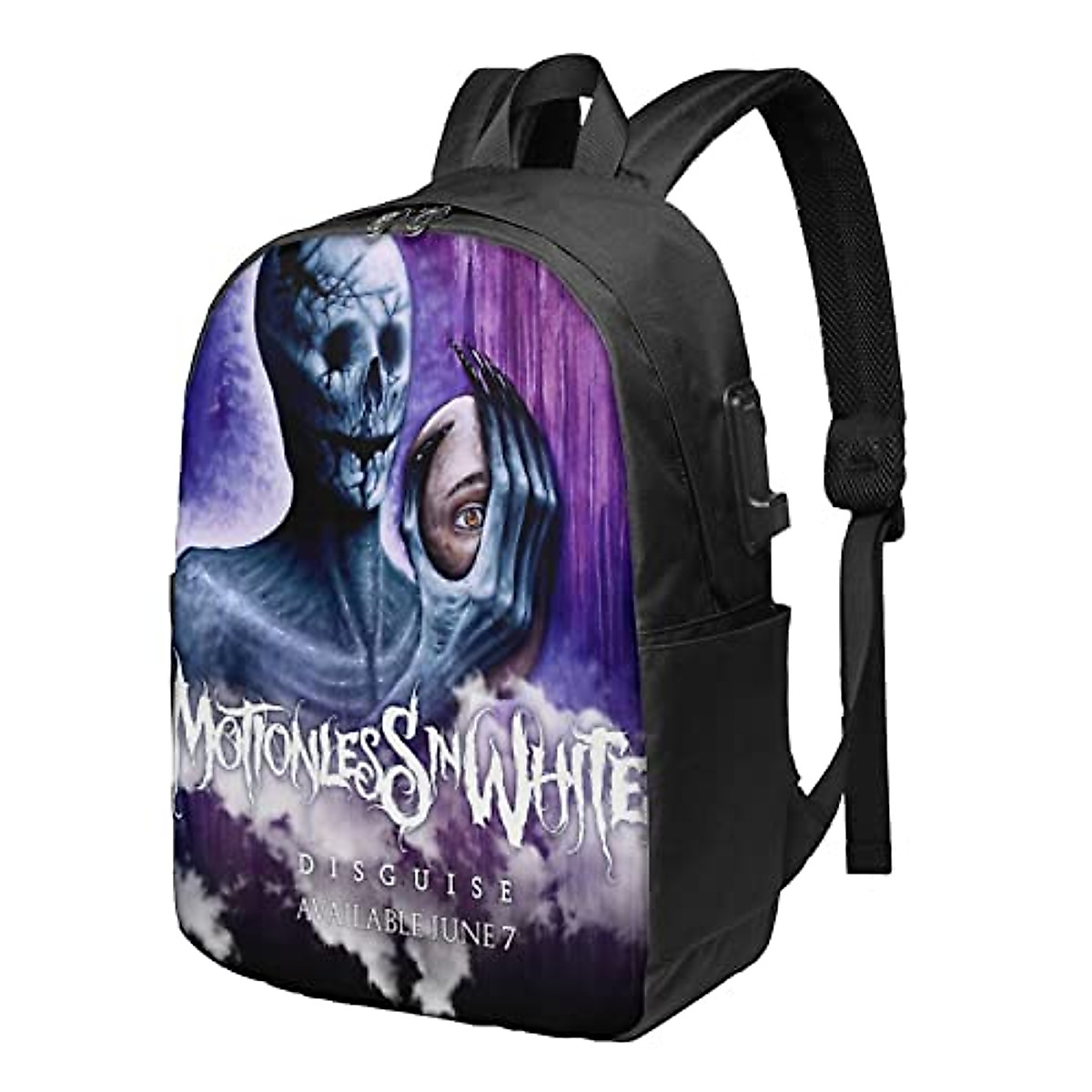 Motionless Rock in Band White Travel Laptop Backpack, Business Anti Theft Durable Backpack With USB Charging/Headphone Port Daypack College School Computer Bag Gifts for Men & Women Fits 17x 12 x 6.5 Inch Bookbag