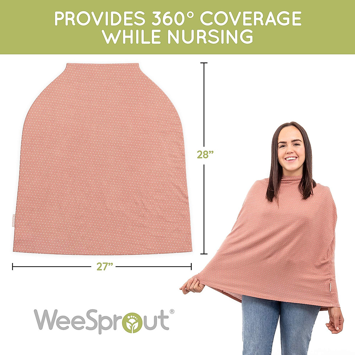 WeeSprout Car Seat Covers for Babies - Carseat Canopy Easily Slips On & Off, Fits All Baby Car Seats, Easy to View Child, 9-in-1 Additional Uses, Ultra-Soft & Breathable Fabric