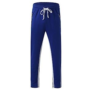 Vickyleb Men's Fitted Elastic Waistband Cotton Linen Pants with Drawstring Cargo Pants for Men Relaxed Fit *mingwangseo* Blue