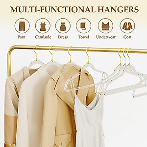 UEAKPIC 50 Pack Clear Plastic Hangers with Gold Glitter, Acrylic Hangers Ultra Slim & Space Saving Suit Hangers for Coats, Pants & Dress Clothes