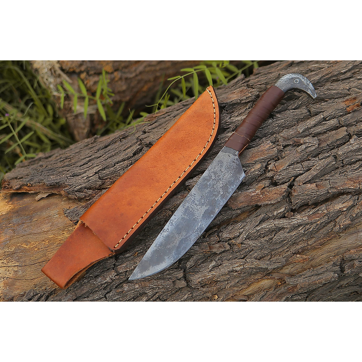 Viking Knife Custom Forged Full Tang Carbon Steel Ravens Head Hunting Camping Outdoor Knife Anniversary Birthday Xmas Gift Items