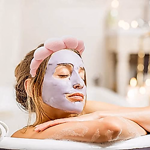 yucca 2Pcs Sponge Spa Headband, Terry Cloth Headband, Bubble Headband for Washing Face, Makeup Headband, Fluffy Skincare Headband, Puffy Headband for Women (PinkBlue)