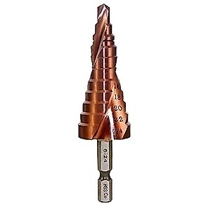 Meichoon HSS M35 Cobalt Step Bit 6-24mm Spiral Flute Large Drill Multi-Hole Hex Shank Counterbore Drilling Cutting Enlarge Stainless Steel Plate Quenching Steel Plate DC1604