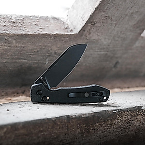 Vosteed EDC Knife, Lightweight Folding Pocket knife with Clip for Men and Women, Crossbar Lock Knife with 3.25" Sandvik 14C28N Steel Cleaver Blade, Micarta Handle for Camping, Hiking - Raccoon