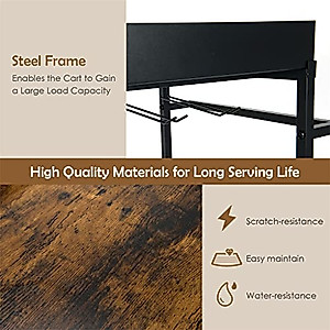 LIUJUN 4-Tier Kitchen Bar Cart Rolling Serving Trolley Wine Rack Removable Tray Basket