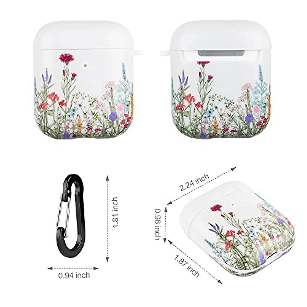 Cutebricase Airpods Case, Yellow Flowers Airpod Case for Women Girls Protective Hard Airpod Case Cover for Apple AirPods 2 & 1 with Keychain Compatible with Wireless Charging (Flowers)