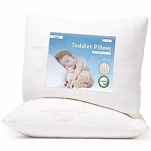 Toddler Kids Pillow, Children Little Boys and Girls Small Mini Nap Soft Memory Foam 13 x 18 Daycare Bed Pillow, for Sleeping and Travel |Cribs/Pack N Play; Toddler Age 1, 2 and 3 (Pack of 2)