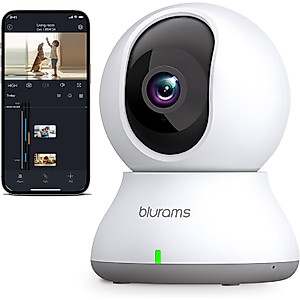 blurams Security Camera, 2K Indoor Camera 360-degree Pet Camera for Home Security w/ Motion Tracking, Phone App, 2-Way Audio, IR Night Vision, Siren, Works with Alexa & Google Assistant