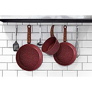 Easy chef always 10 Inch Nonstick Frying Pan Skillet, Non Stick Granite Coating Egg Pan Fry Pan Omelet Pan Saute Pan, Healthy Stone Cookware Chef’s Pan, PFOA Free, Induction Compatible, Red