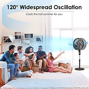 Outdoor Fan - 2 in 1 Portable Floor Fan, Cooling Floor Fan with Remote Control, 4 Speeds, 3 Modes, Ultra Quiet Outdoor Fans with Adjustable Height and Tilt, 7.5-Hour Timer Pedestal Fan for Bedroom