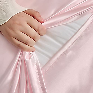 HommxJF Blush Pink Satin Pillowcase Standard Set of 2 with Envelope Closure，Blush Pink Silk Pillowcase for Hair and Skin (20x26)