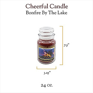 A Cheerful Giver - Bonfire By The Lake Scented Glass Jar Candle (24 oz) with Lid & True to Life Fragrance Made in USA